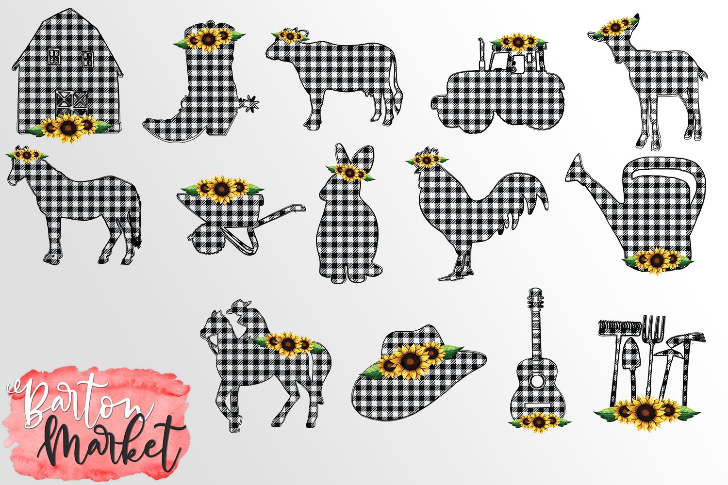 Buffalo Plaid & Sunflower Farm Bundle for Sublimation (661146 ...