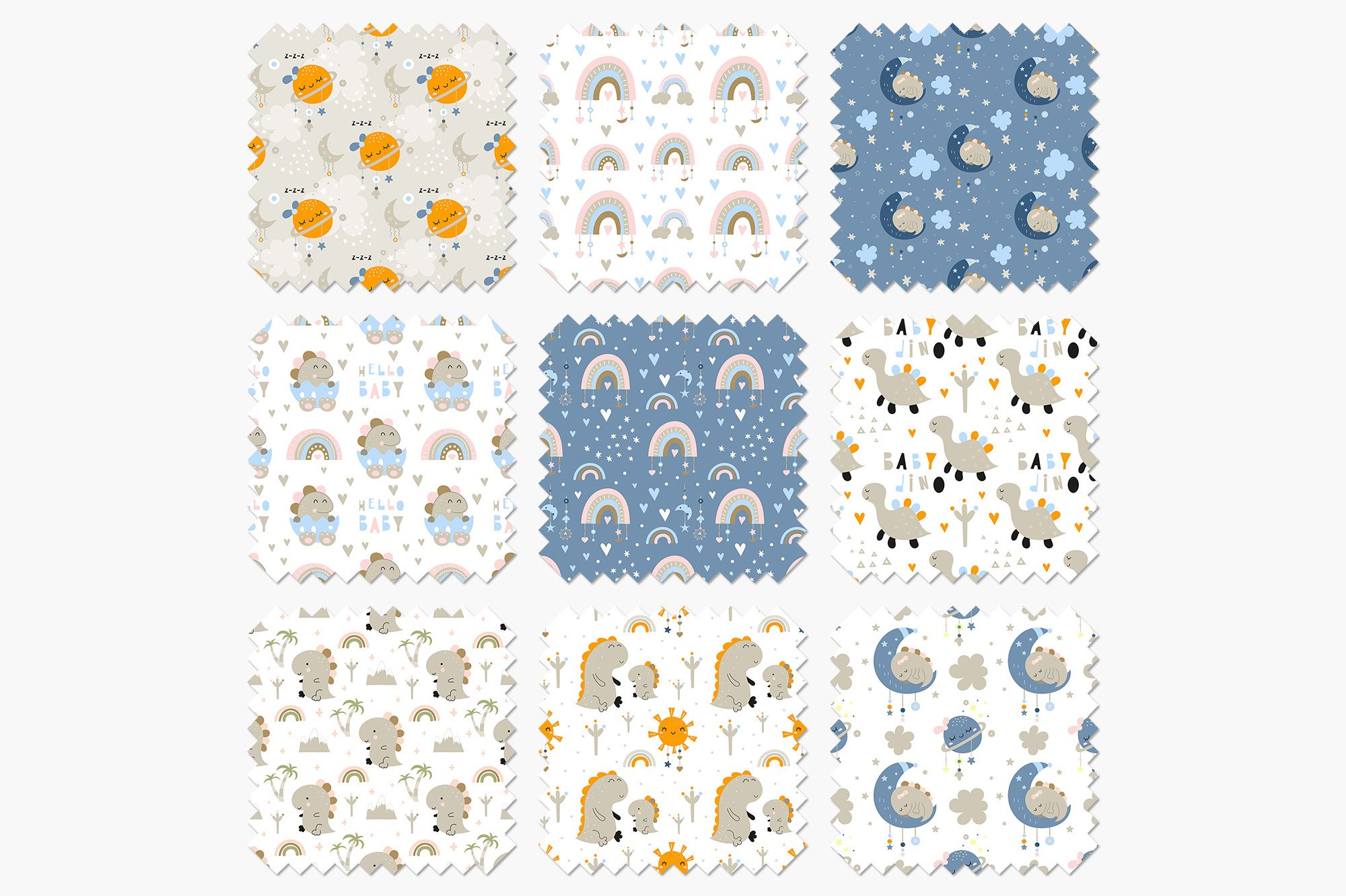 Baby Dino poster patterns clipart for nursery design (1183377 ...