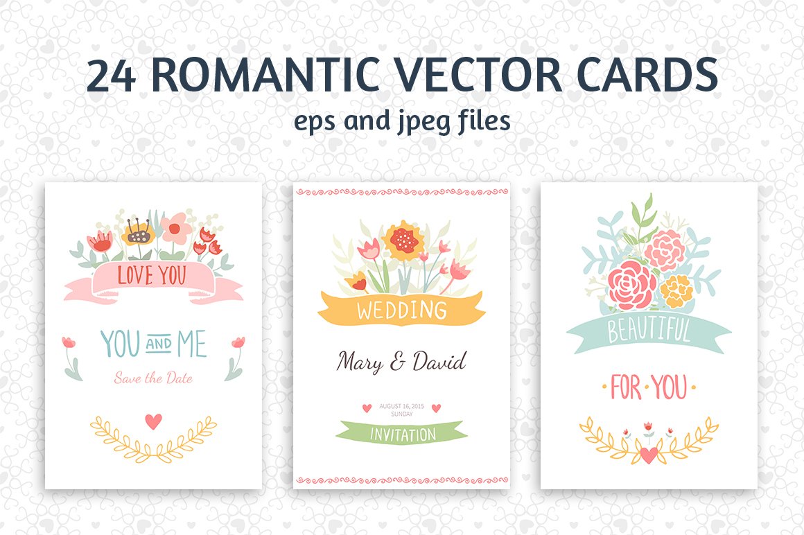 24 Romantic & Wedding Cards Template (12152) | Printables | Design Bundles
