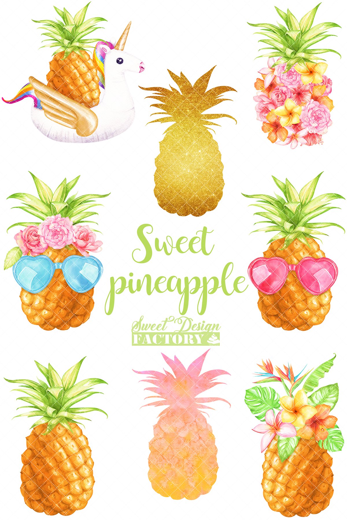 Watercolor pineapple clipart (242783) | Illustrations | Design Bundles