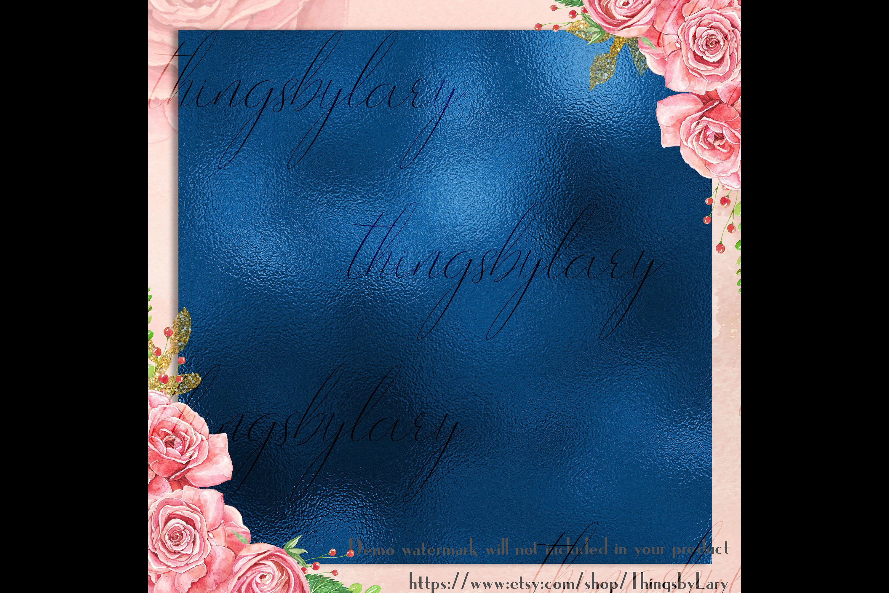 42 Royal Blue Metallic Foil Texture Digital Papers (136175) | Card ...