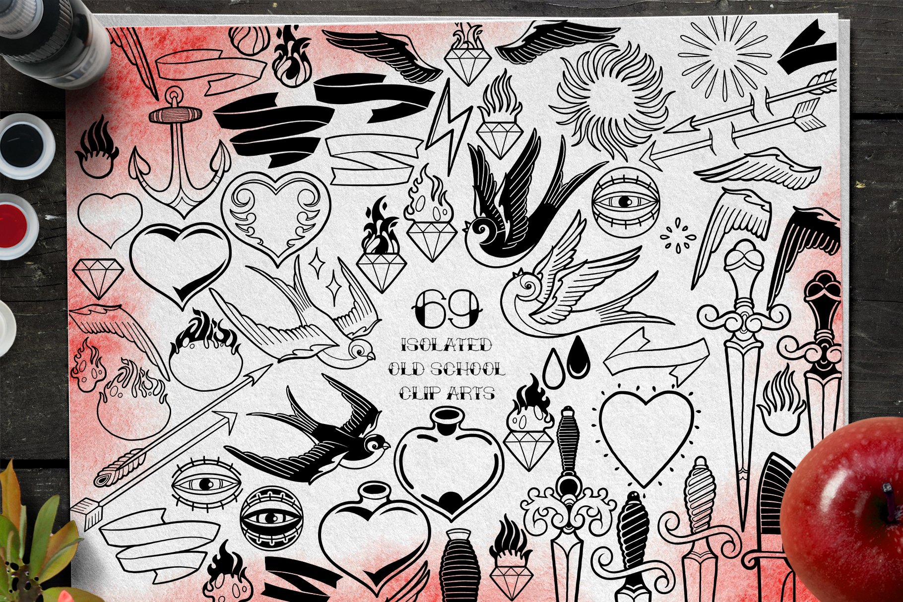 Old school - coloring pages (83189) | Illustrations | Design Bundles