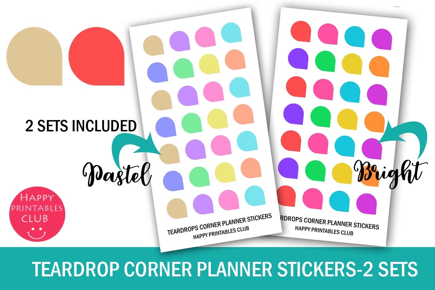 Teardrops Corner Planner Stickers I Functional Stickers (432412 ...