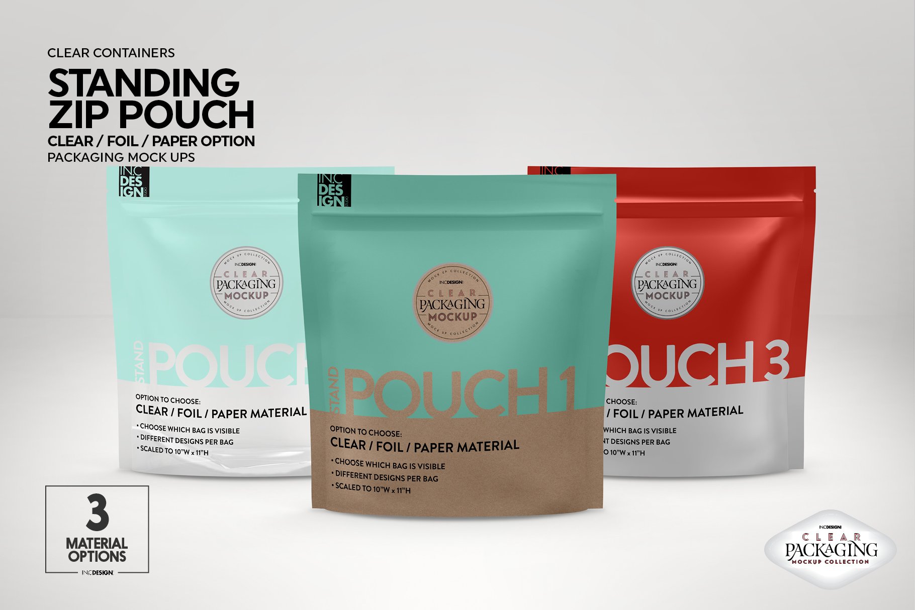 Clear Foil or Paper Stand Pouch Packaging Mockup (965121) | Branding ...