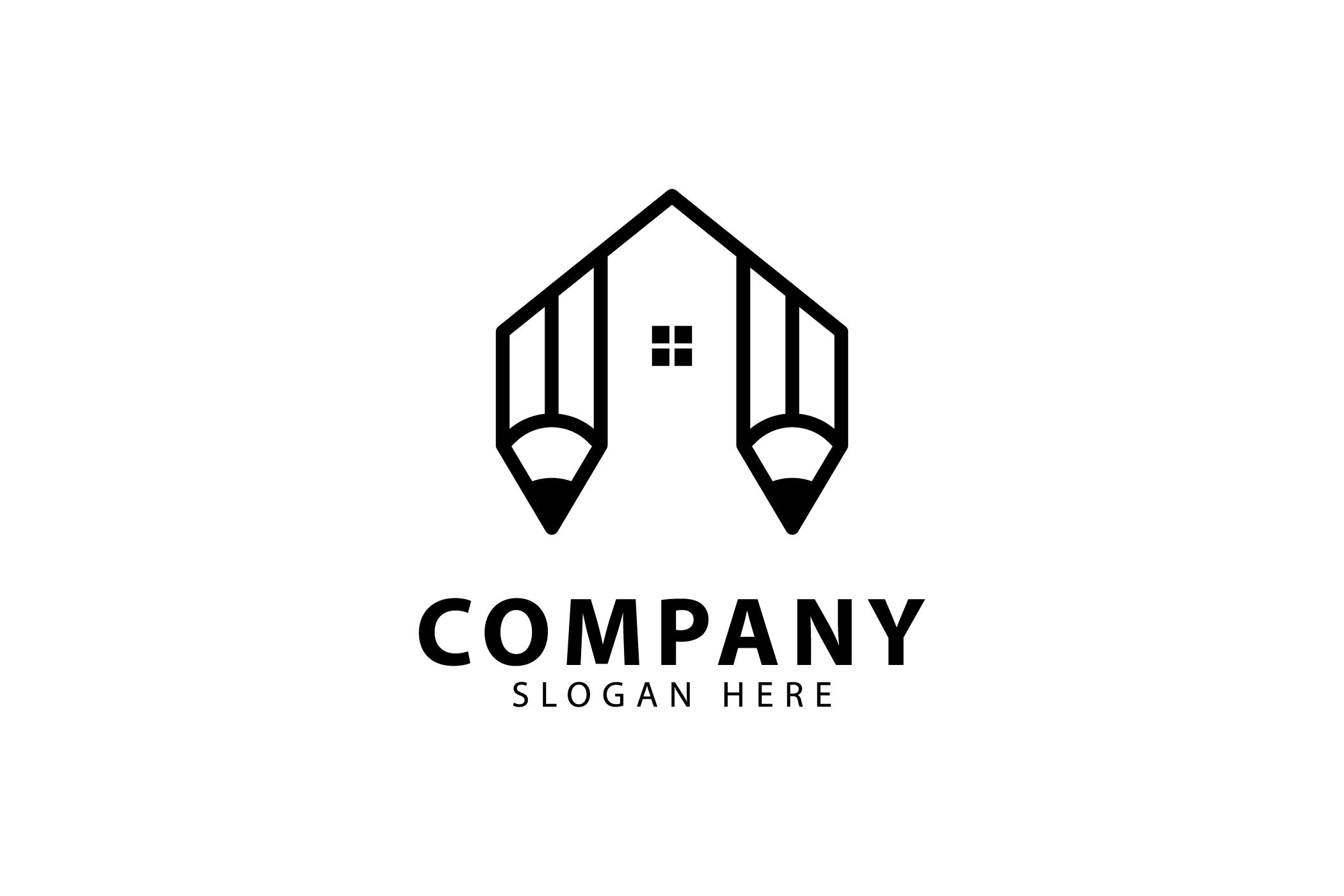 Pencil House Logo (808642) | Logos | Design Bundles
