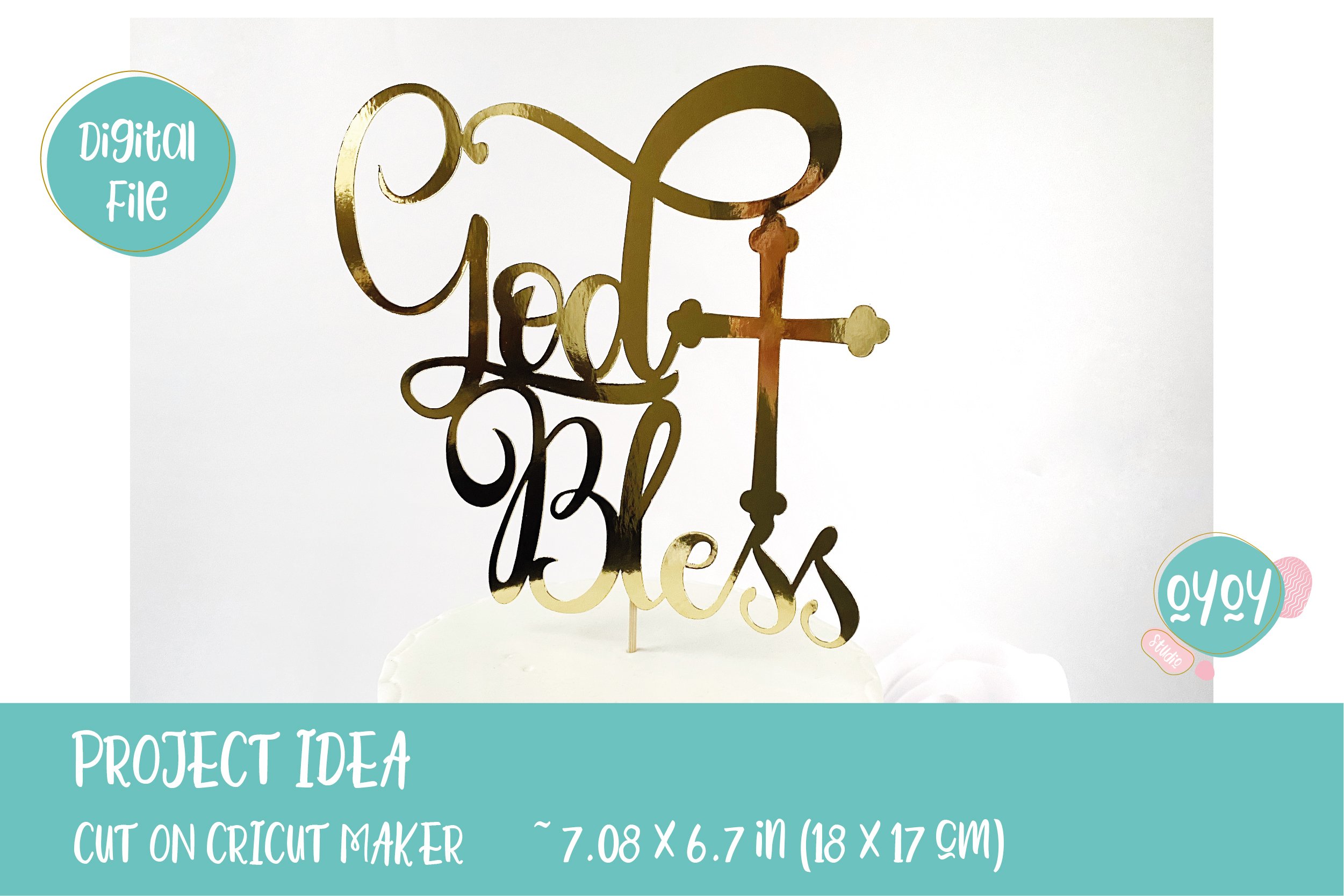 Baptism SVG | God Bless Cake topper svg with Cross (1060699) | Cut ...