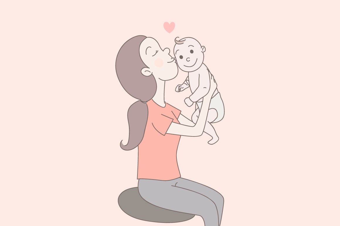 Happy mom. (1136491) | Illustrations | Design Bundles