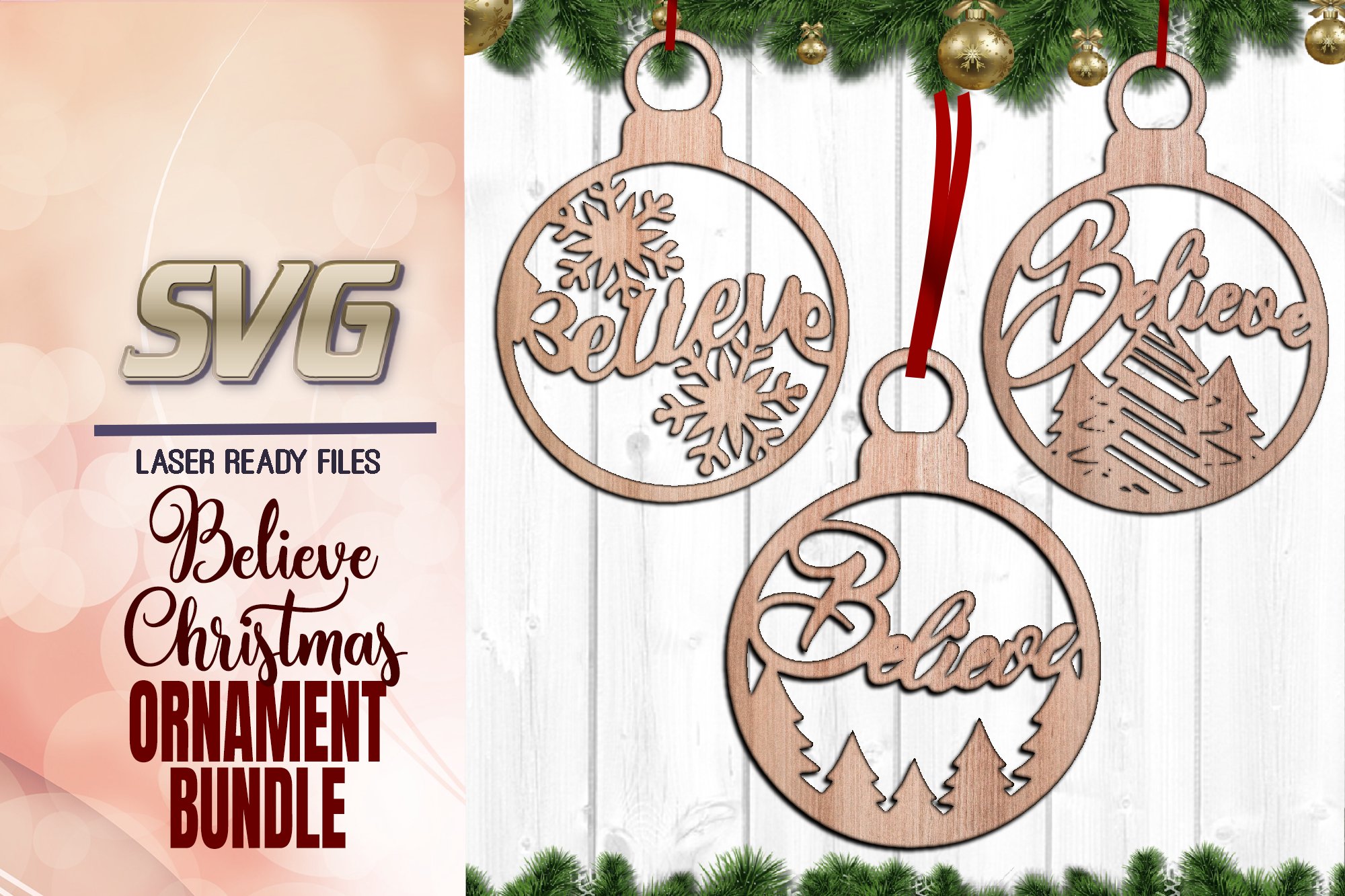 Snowflakes Christmas Ornament SVG Glowforge Files Bundle (993940) | Cut ...