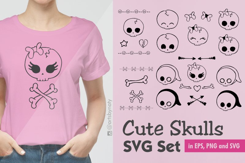 Fun Skull SVG. Cute fun hand drawn skull illustrations. (271282) | SVGs ...