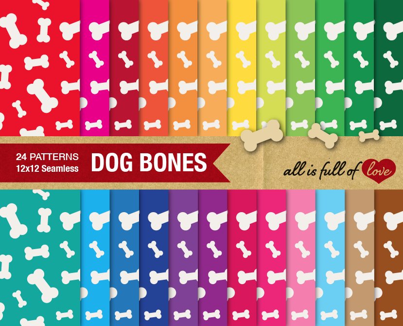 Dog Bones Digital Paper Doggy Bone Background Patterns for print or web ...