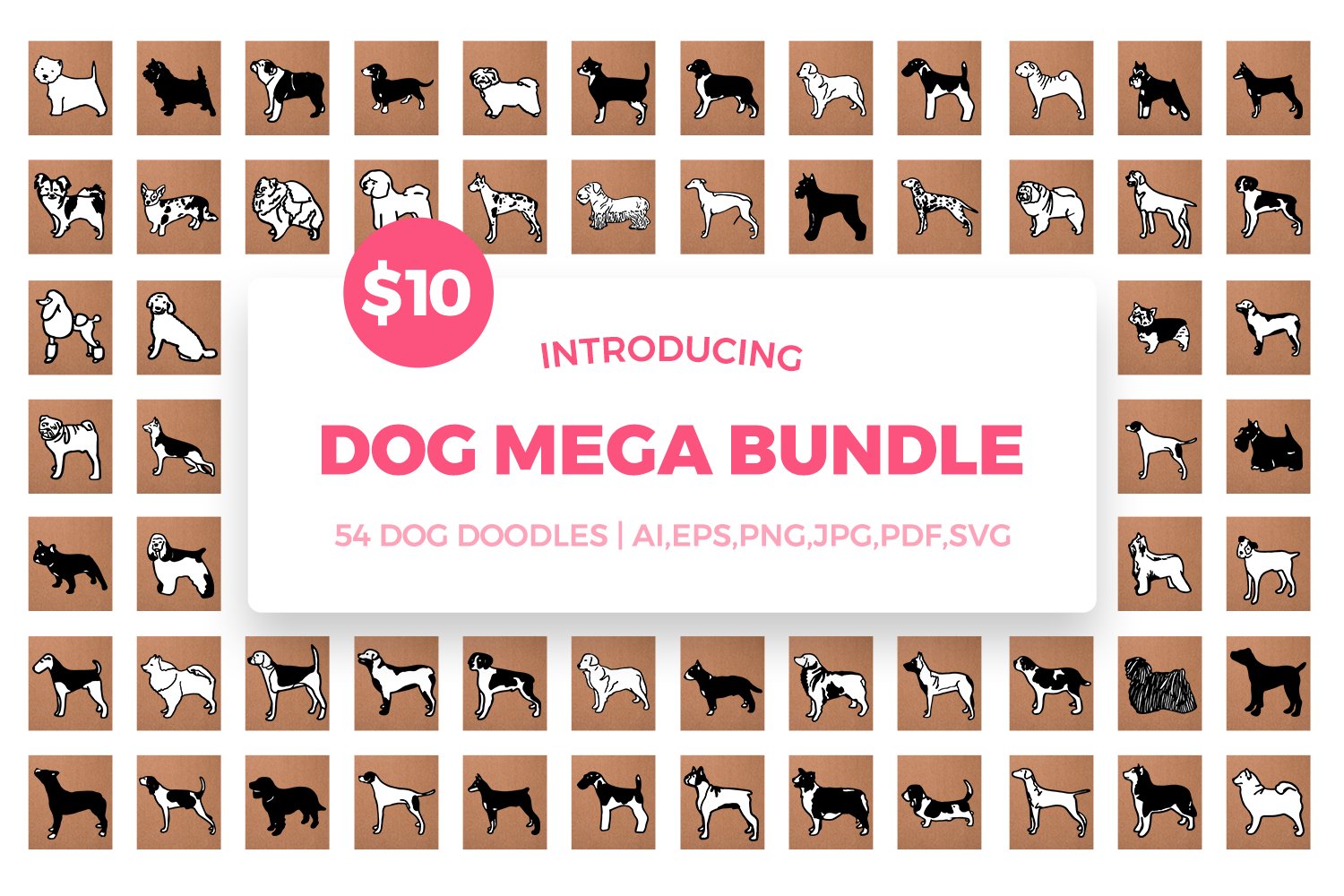 Dog Mega Bundle SVG Cut Files - 54 Dog Breeds (217607)