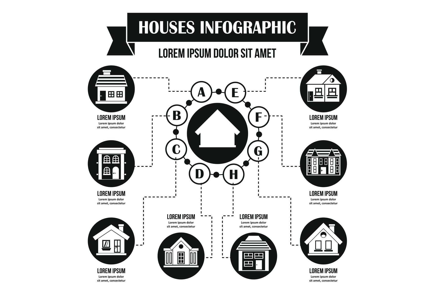 Houses infographic concept, simple style (307708) | Icons | Design Bundles