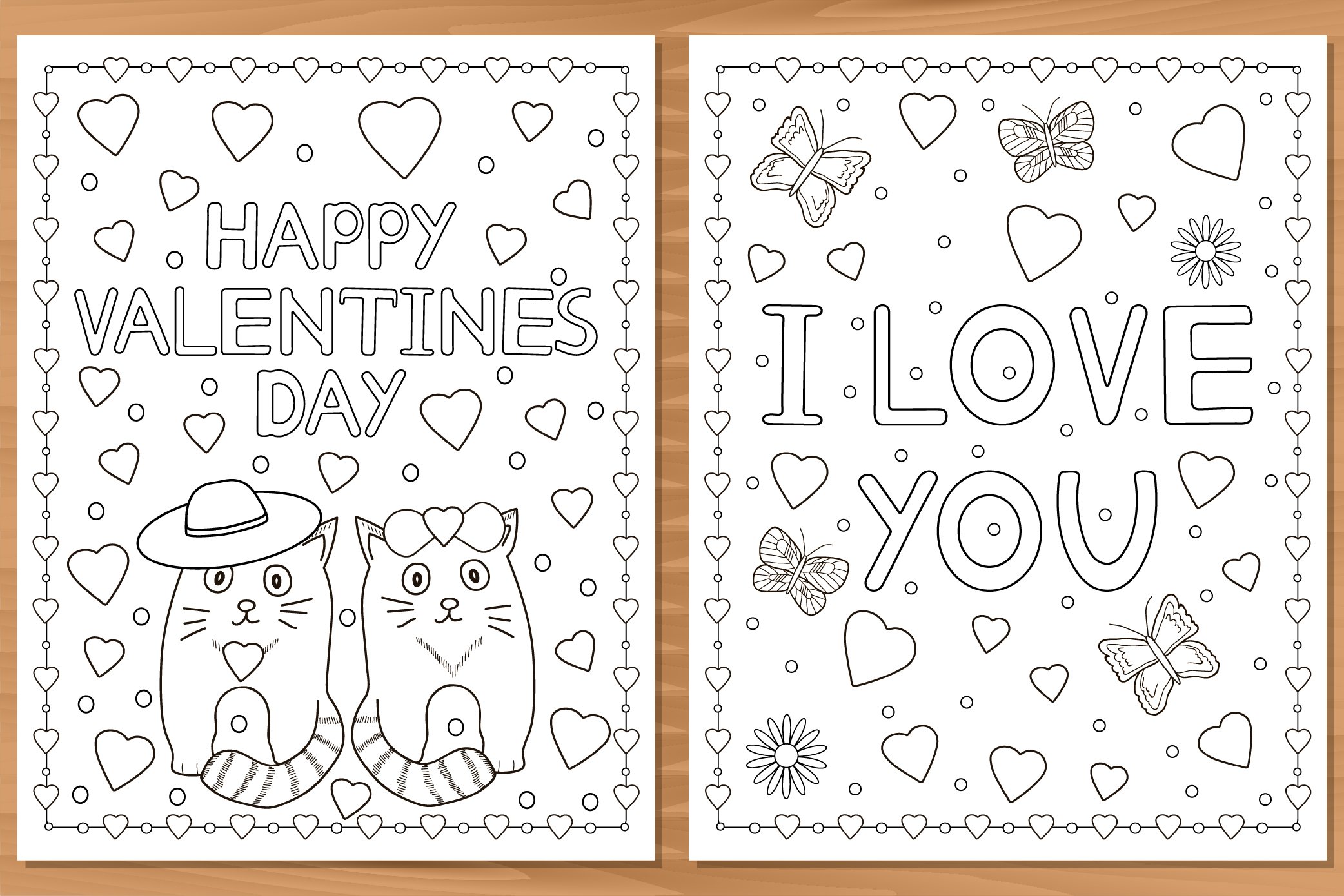 Valentine's day cards. Coloring pages (418321) | Coloring Pages ...