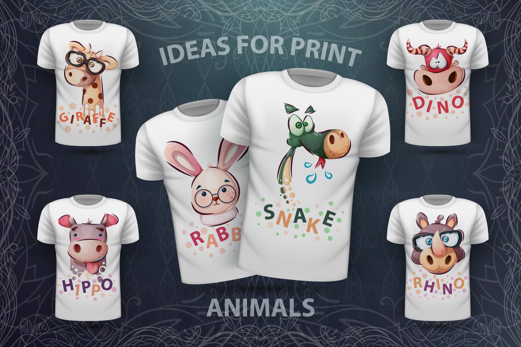 Set cute animal - for print t-shirt (345925) | Illustrations | Design ...