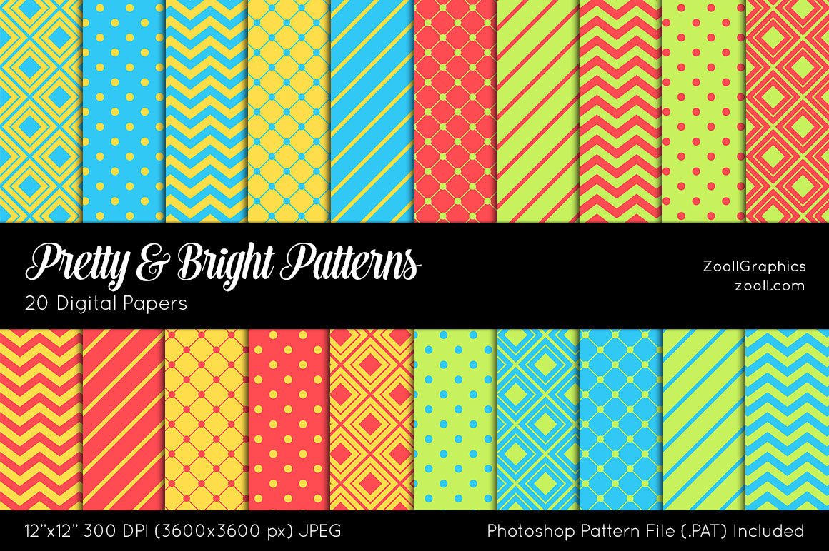 Pretty And Bright Digital Papers (143365) | Patterns | Design Bundles