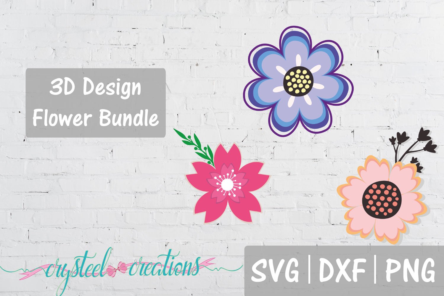 3D Flower Bundle SVG, DXF, PNG (561491) | Cut Files | Design Bundles