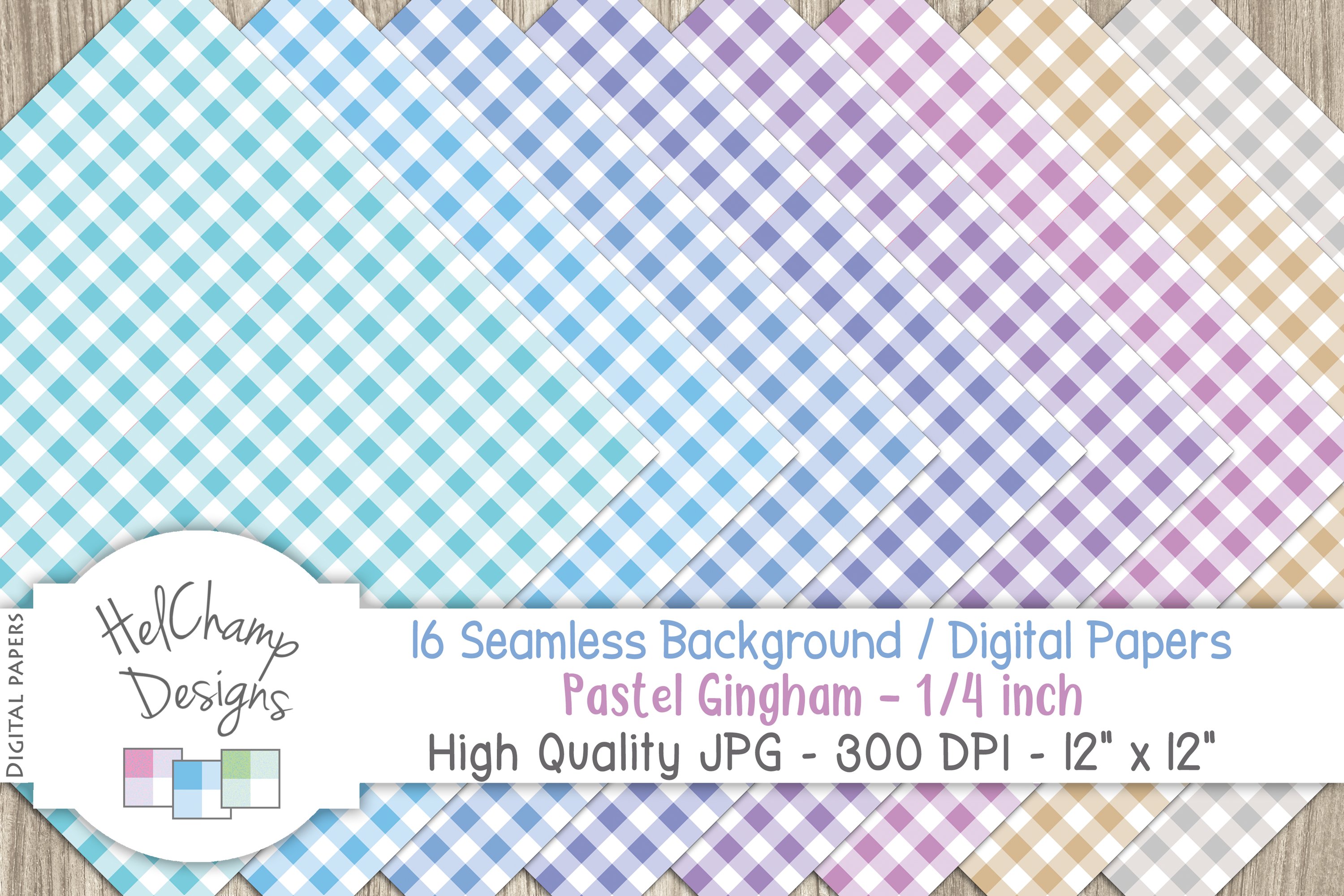 48 seamless Digital Papers - Pastel Gingham serie - DB001 (379904 ...