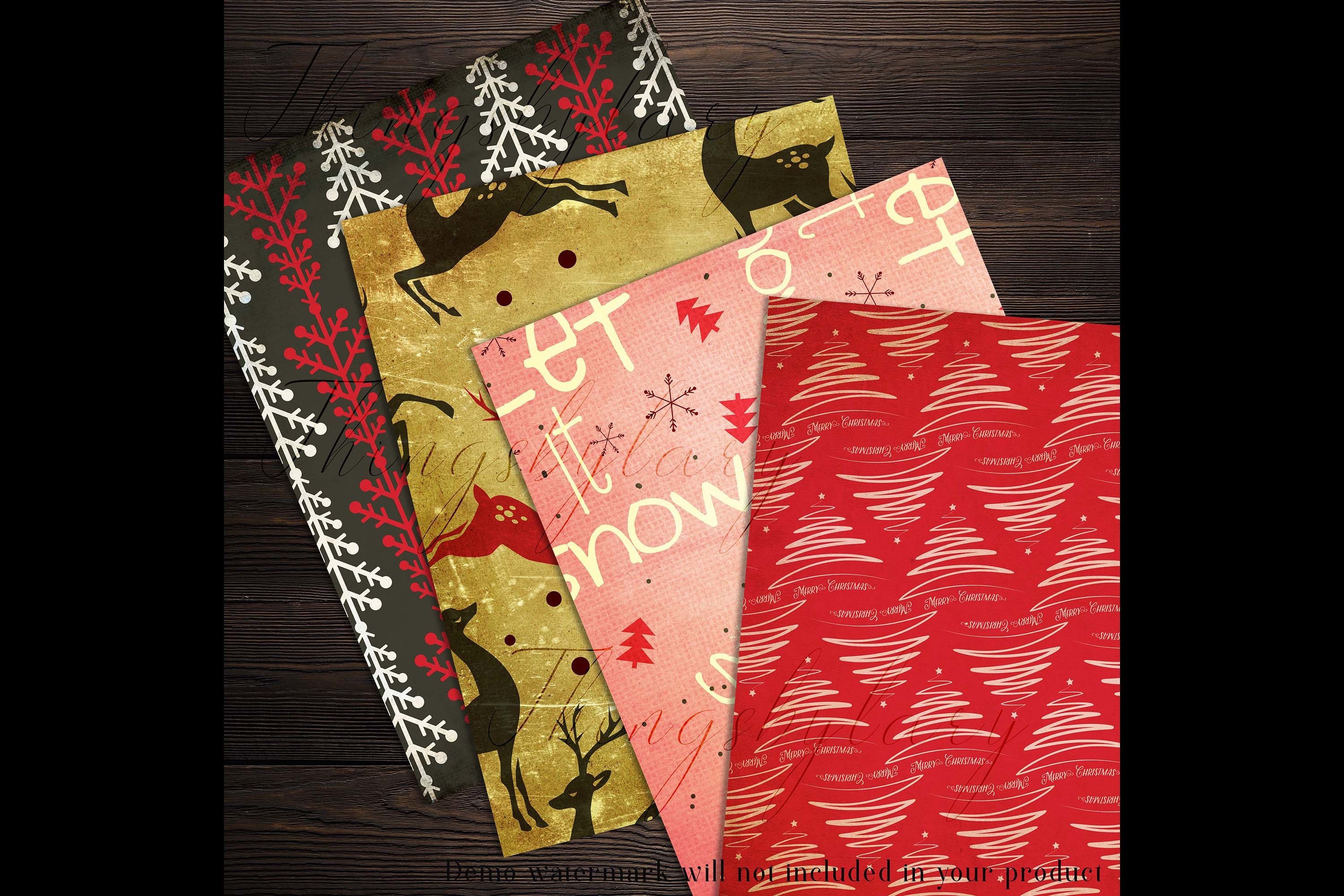 16 Vintage Winter Holiday Christmas Digital Papers 8.5x11 (361926 ...