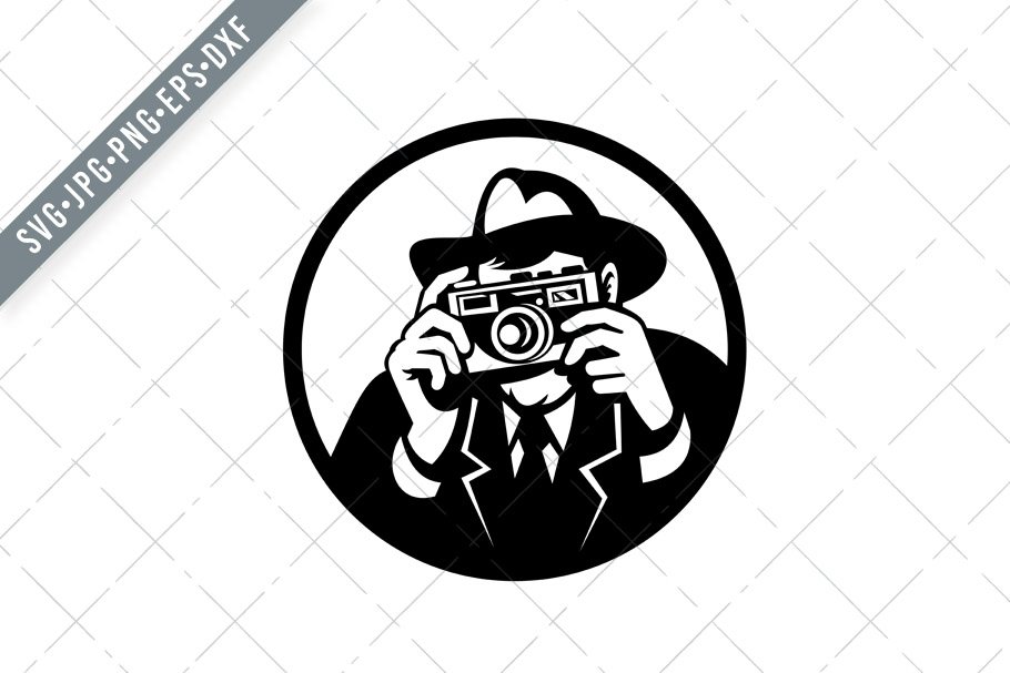 Photographer Shooting With Digital SLR Camera Retro SVG (688315 ...