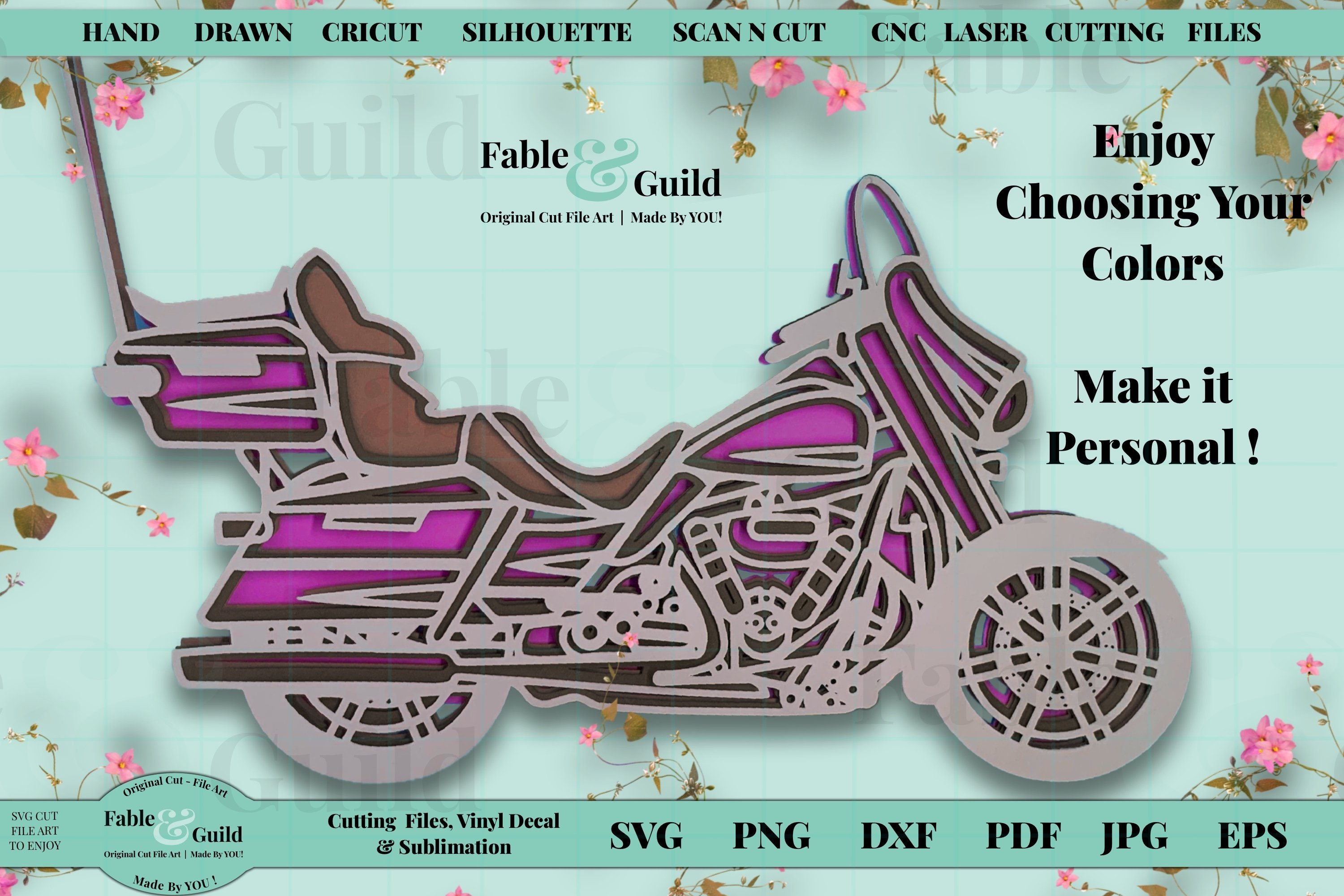 Motorbike Motorcycle 3d Layered cut file for Cricut ScanNCut (1123712 ...