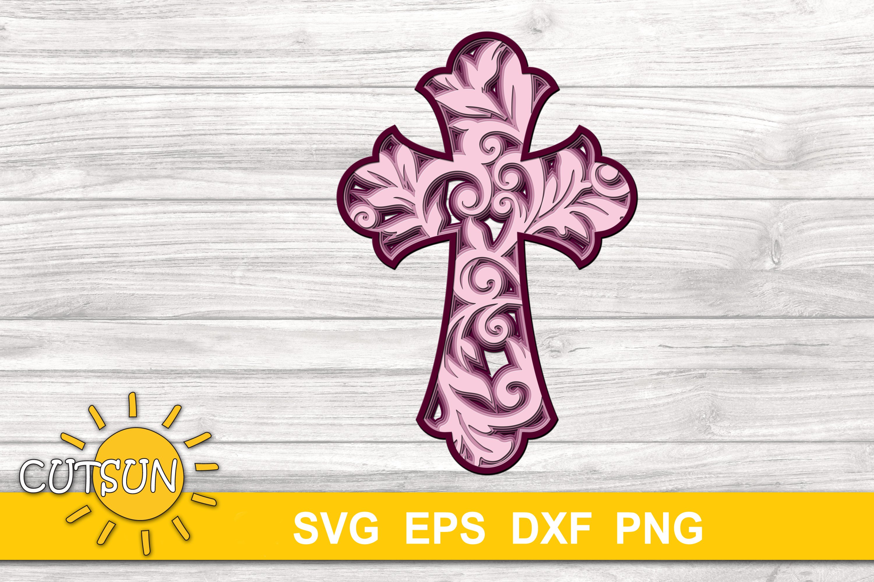 3D Layered Cross |3| SVG cut file| Layered Floral cross SVG (1148741 ...