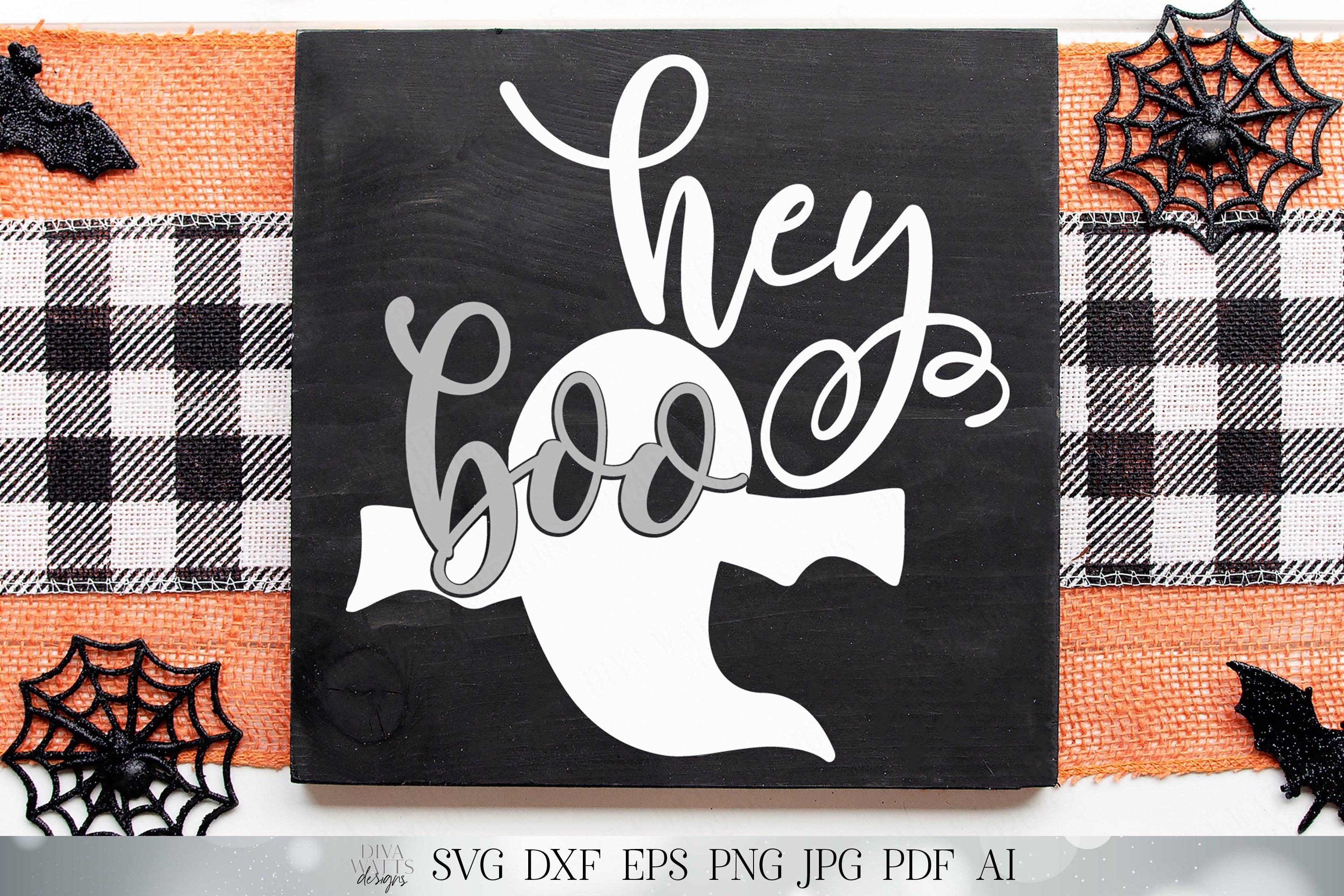 Hey Boo | Halloween Ghost Design | SVG DXF and More (767961) | Cut ...
