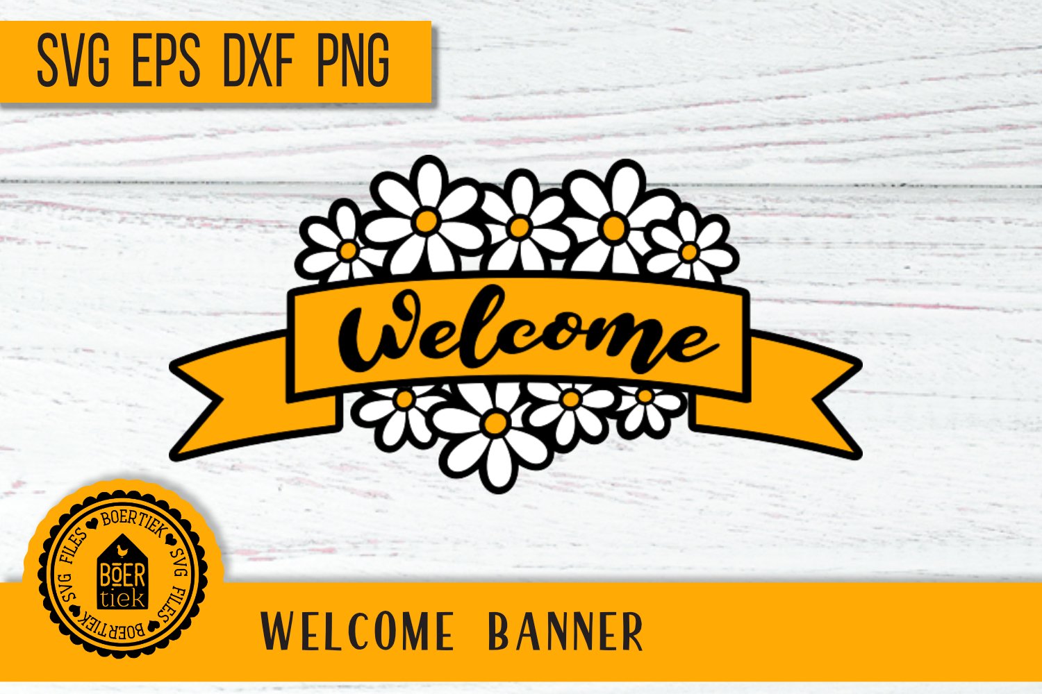 Welcome banner with daisies, SVG cutting file (177732) | SVGs | Design ...