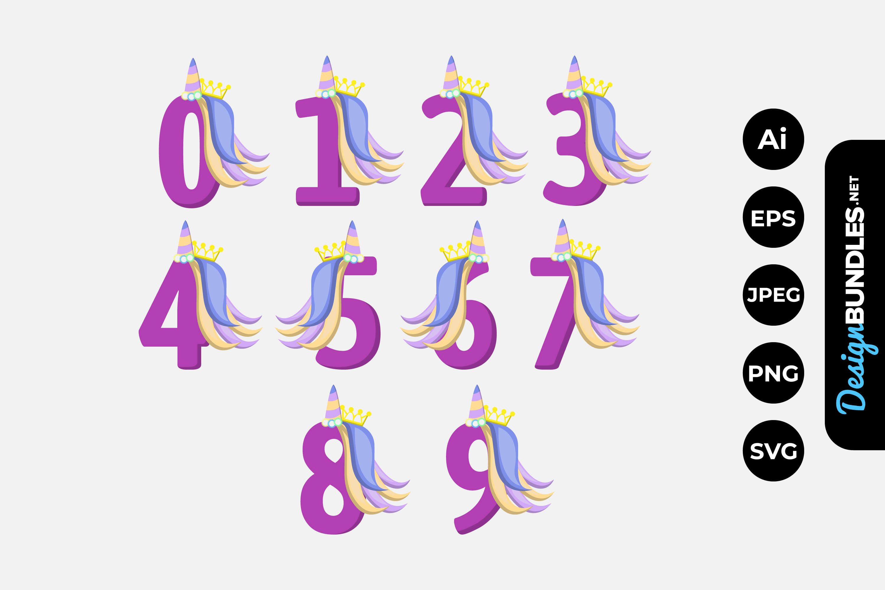 Unicorn Birthday Number Clipart