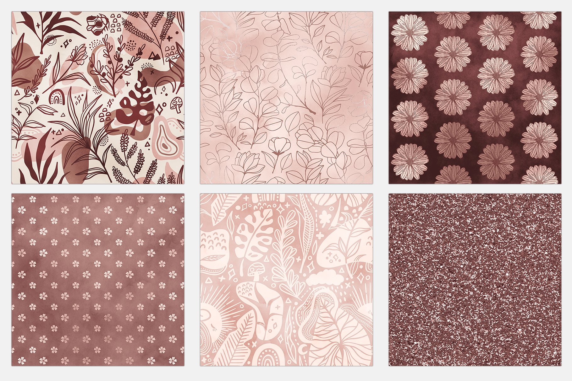 Rustic Rose Digital Paper Pack