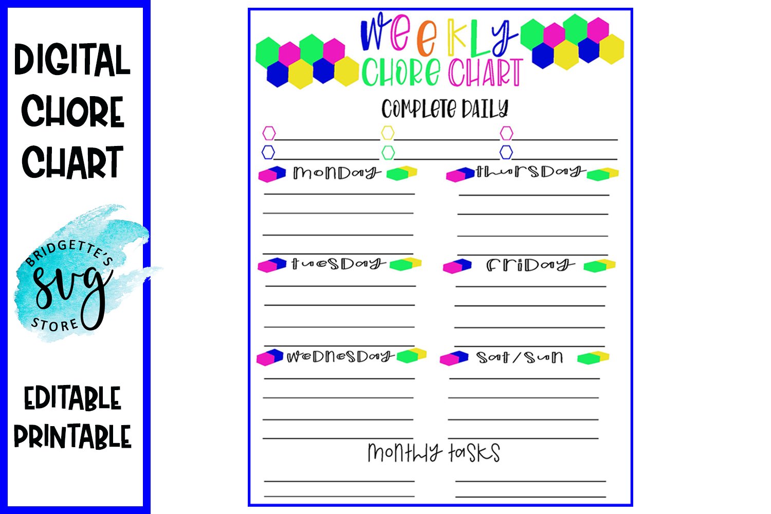 Planner and Chore Chart Digital Printable File (177687) | Digital ...