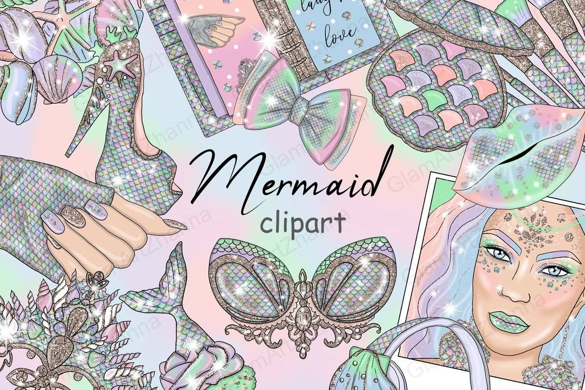 Mermaid CLIPART Cute Summer Sea Tropical Adventure Party PNG (839240 ...