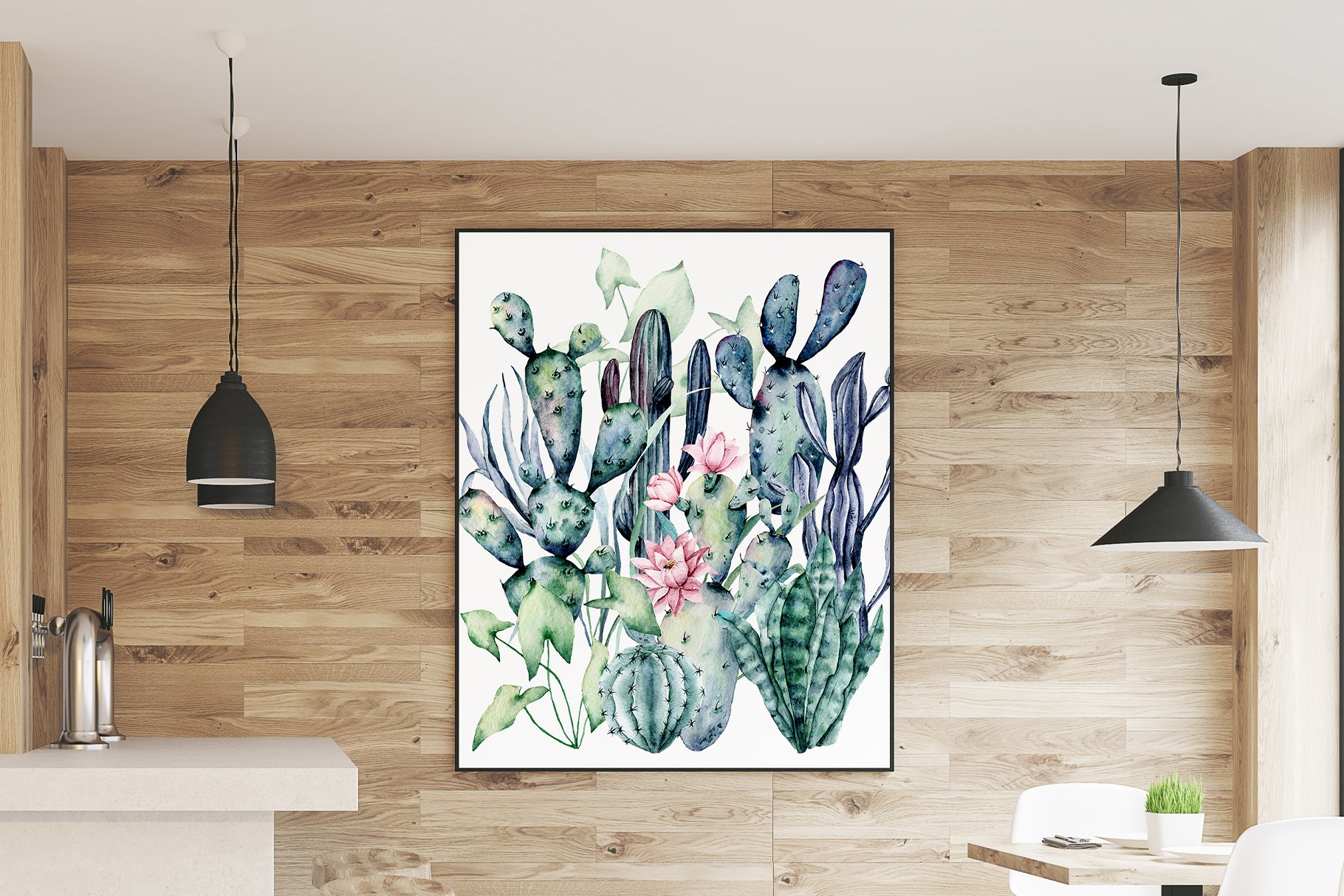 Cacti, watercolor floral set. Cactus in pot hand painting. (1062064 ...