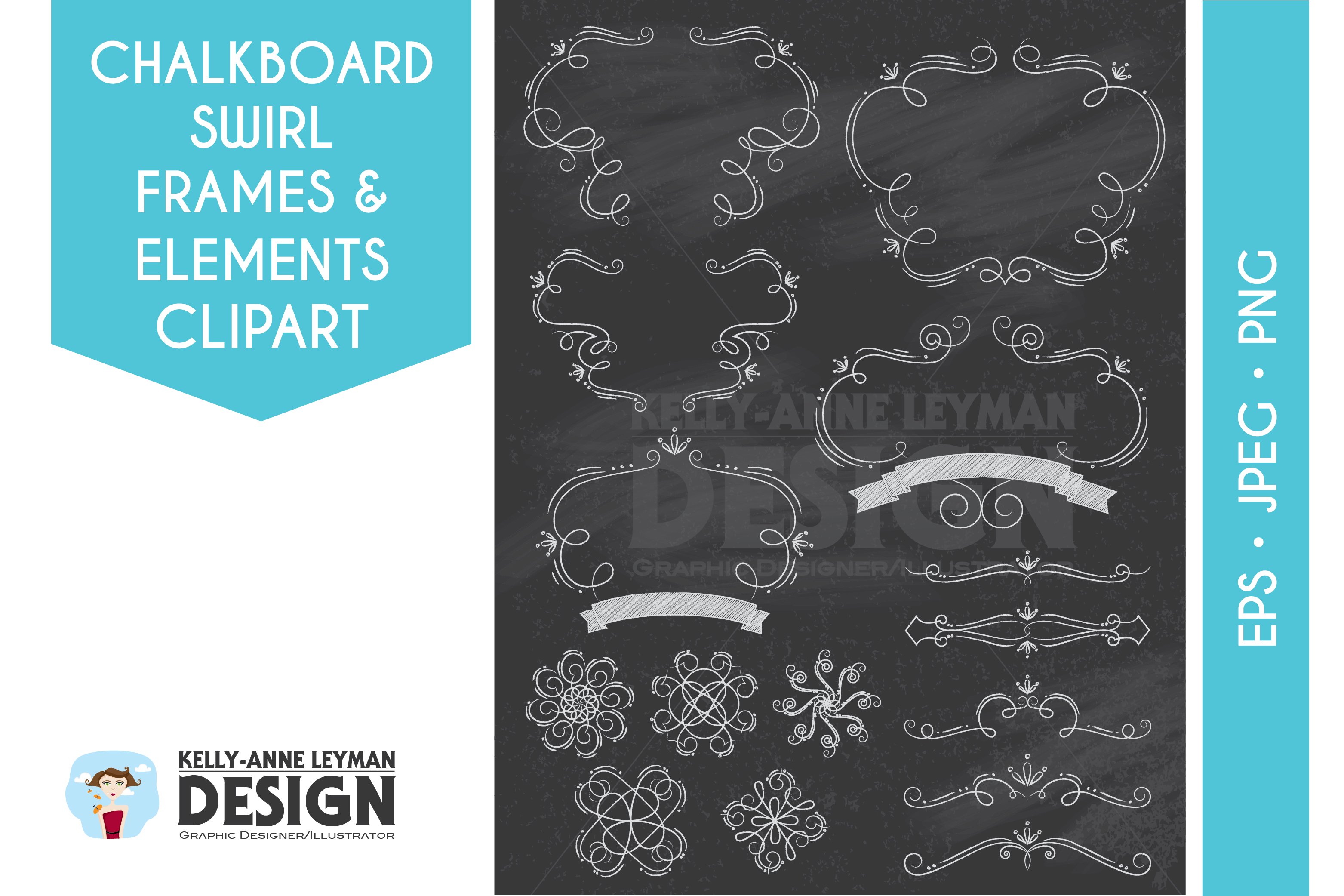 Chalkboard Swirl Digital Frame Clipart, Label Clipart (89680 ...