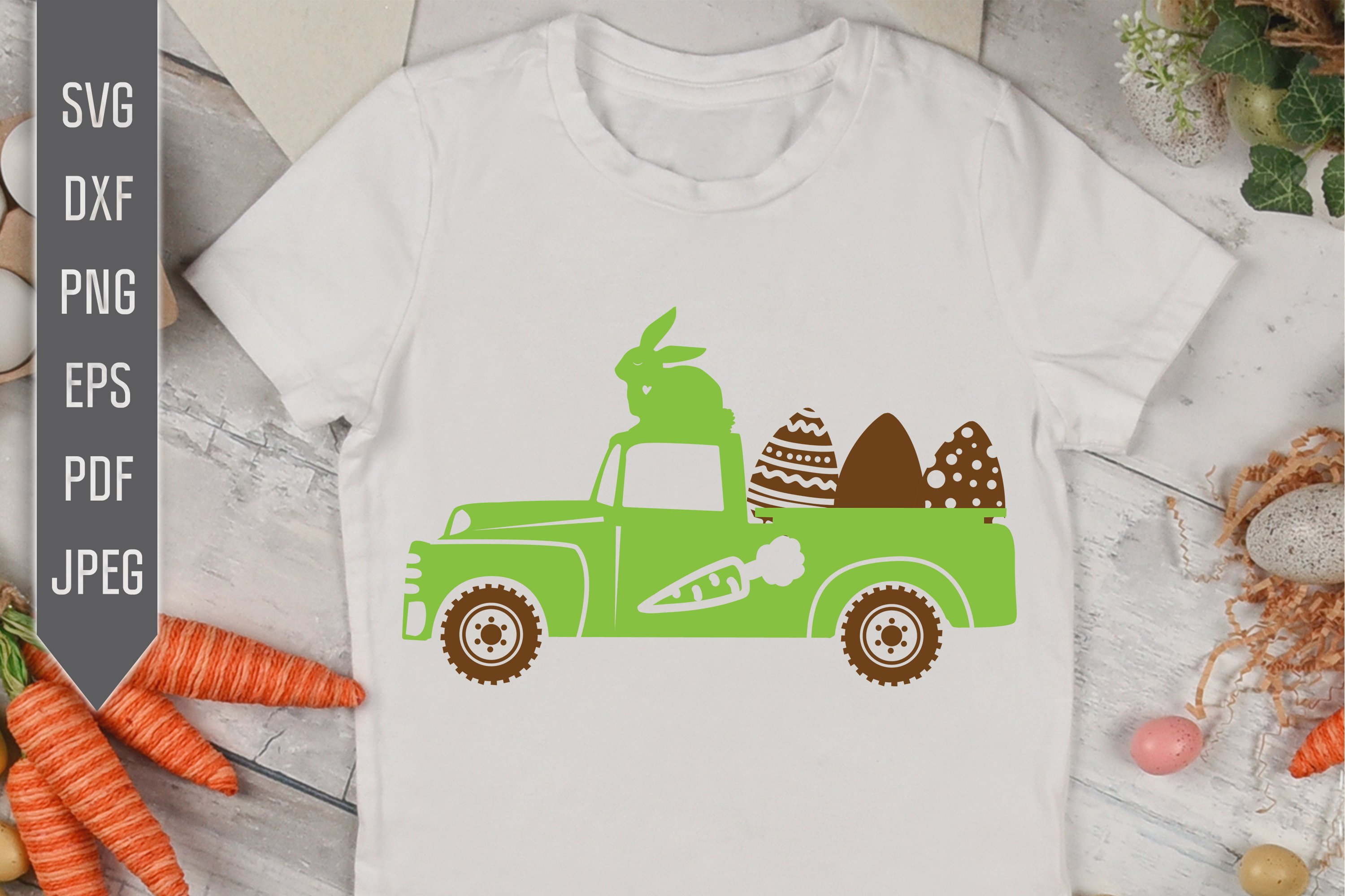 Easter Egg Truck Svg. Easter Green Old Car. Bunny dxf, png (1171119 ...