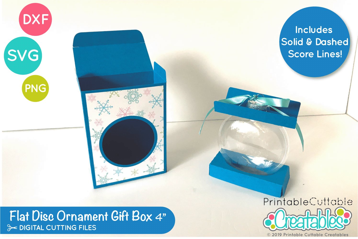 4' Flat Disc Ornament Box Template SVG | DXF Bauble Box (1046979 ...