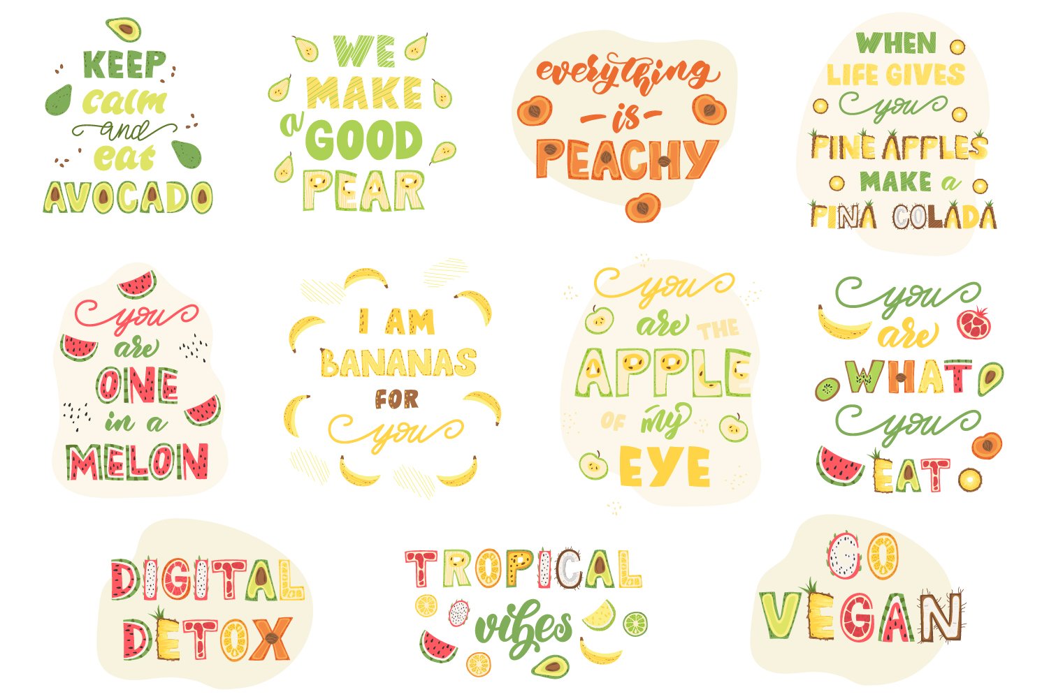 Fruit Quote Clipart, Hand Lettered SVG sayings (958381) | Hand Lettered ...