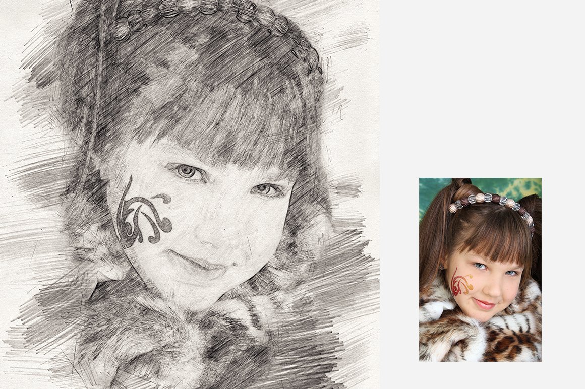 Pencil Sketch Art Photoshop Action (150284) | Add ons | Design Bundles