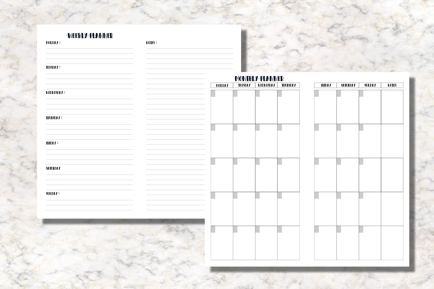 Blue Flowers Standard Size Notebook Inserts Digital Planner