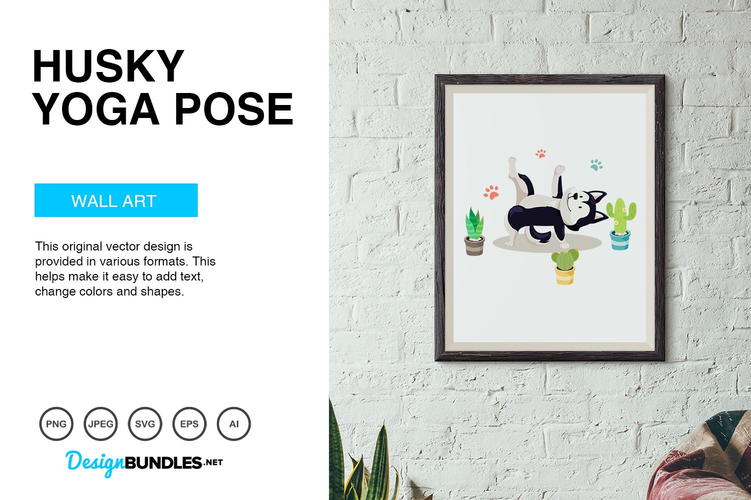 Husky Yoga Pose Vector Illustration