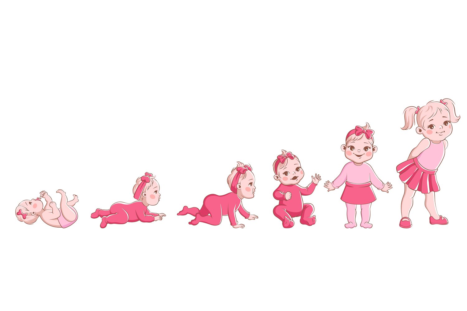 Girl growth process. Life cycle from newborn to preschool, s (924880 ...