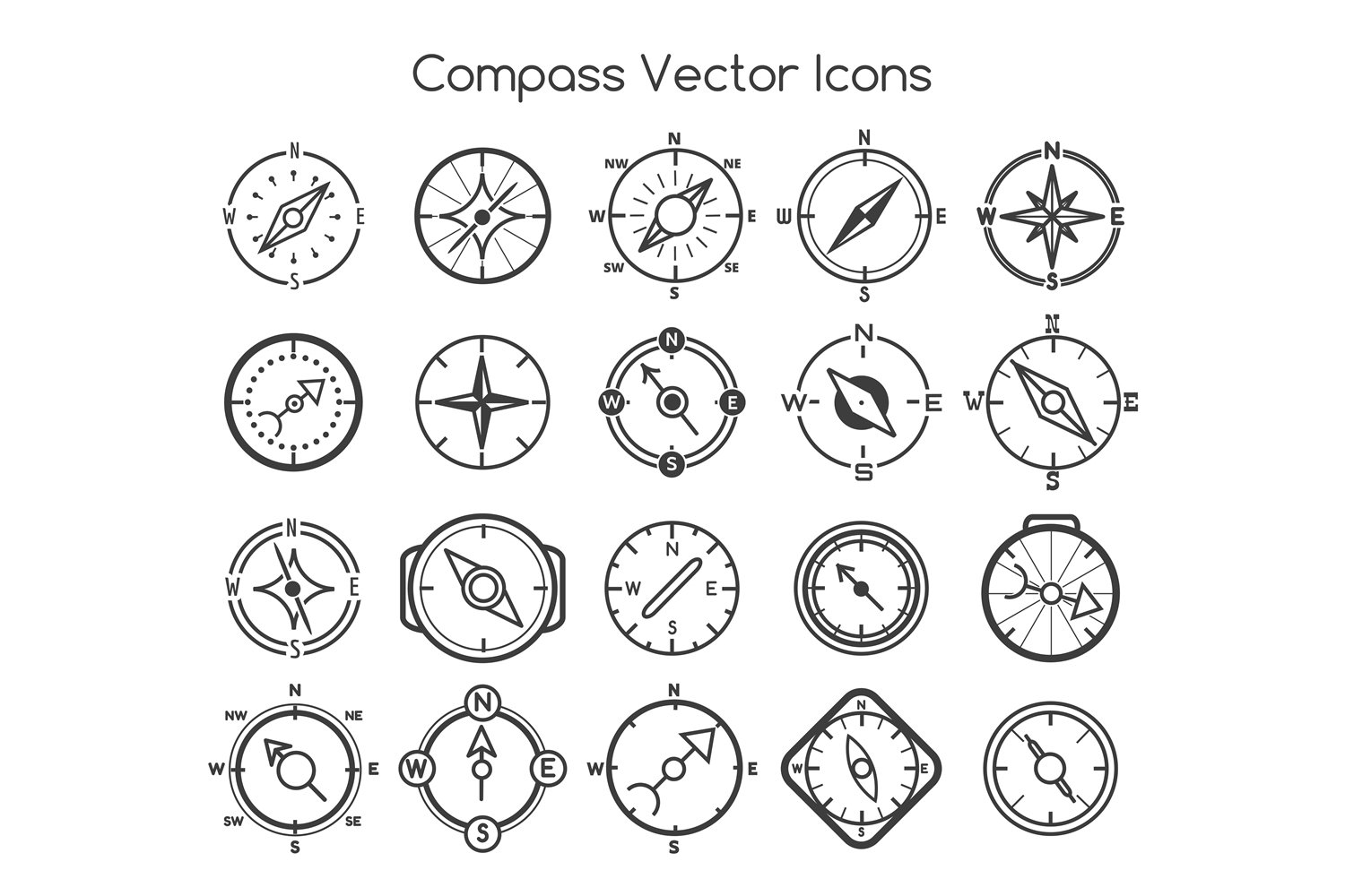Compass line icons