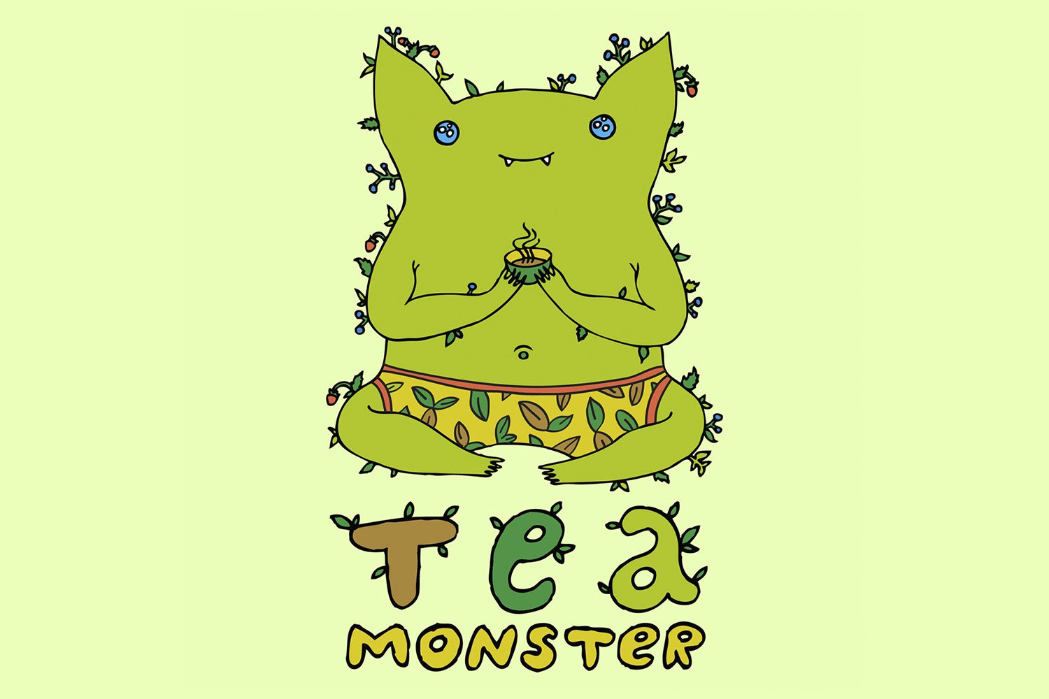 tea monster- ai, svg, png, jpg (1233115) | Illustrations | Design Bundles