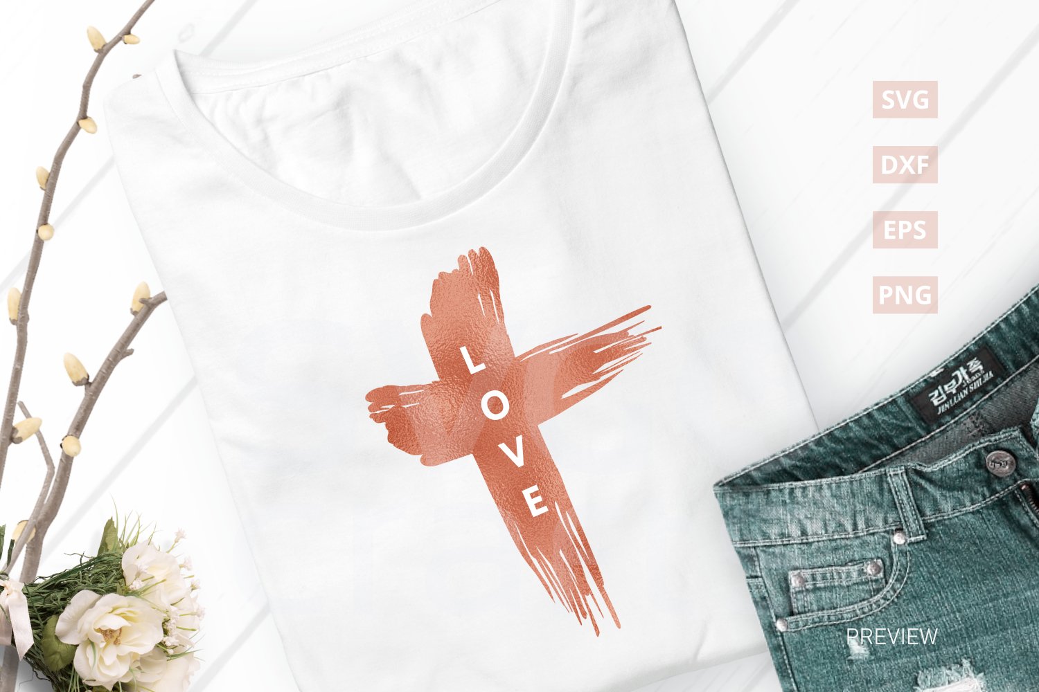 Easter Love Cross SVG Cut File, svg, dxf,eps, png (240122) | SVGs ...