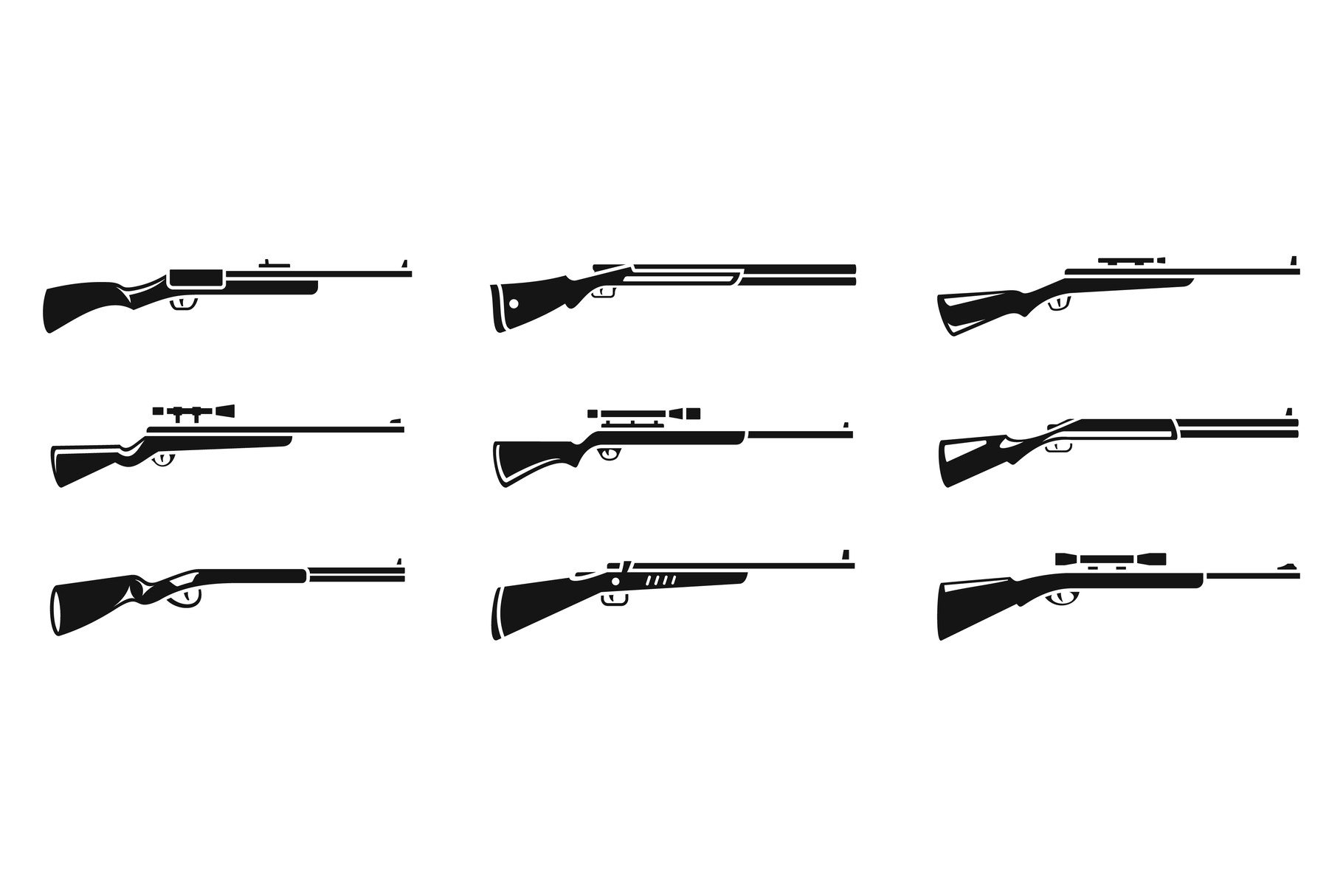 Sniper hunting rifle icons set, simple style (550089) | Illustrations ...
