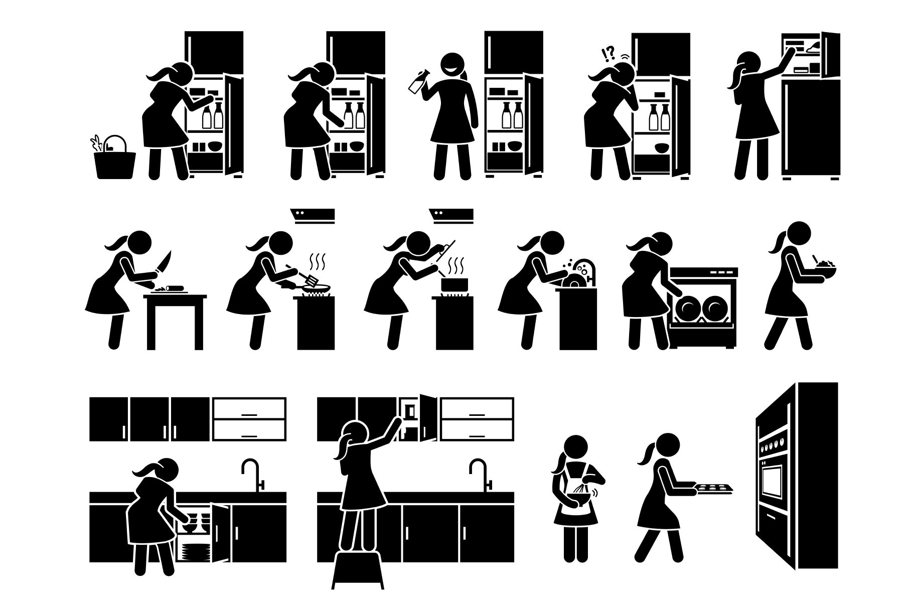 Woman Girl Cook Preparing Food Meal Cooking Baking Kitchen (1198053 ...