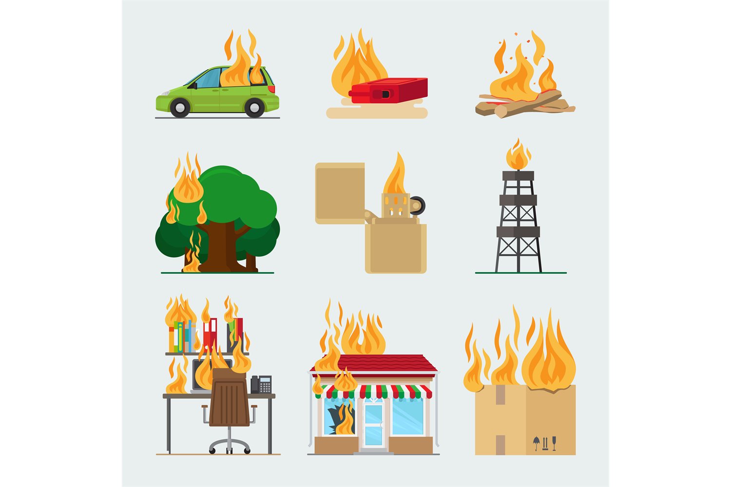 Fire risk icons (830021) | Icons | Design Bundles