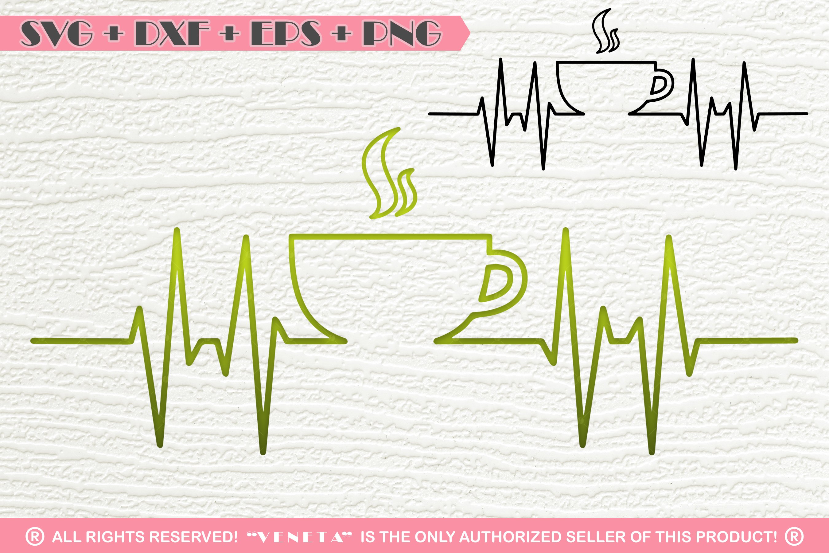 Coffee | Tea | Hearbeat| EKG | SVG DXF PNG EPS Cutting Fil