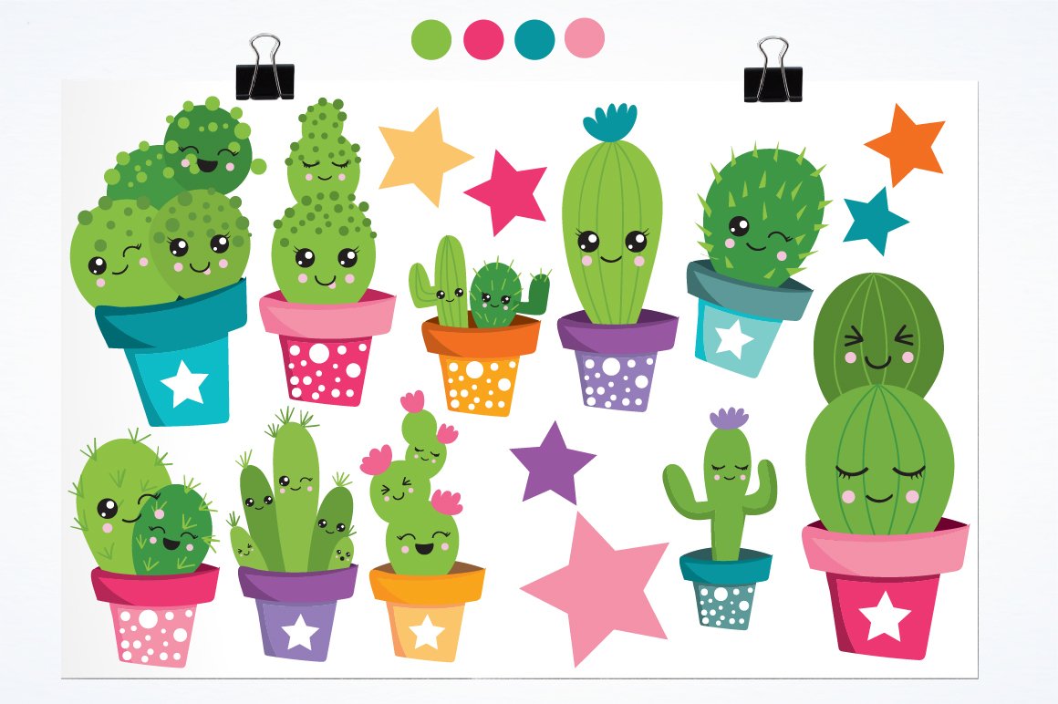 Cactus Friends graphics and illustrations