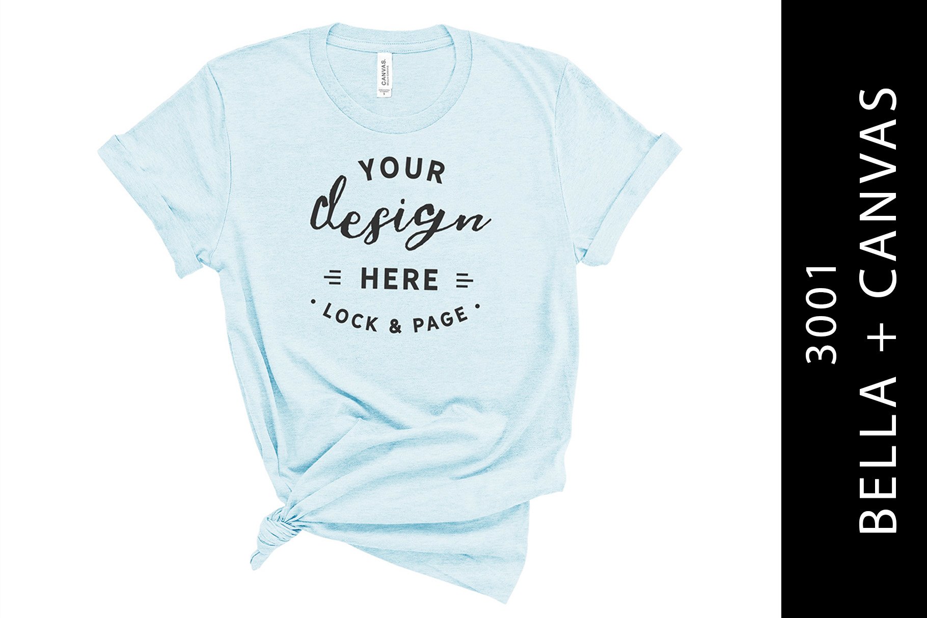 Womens Heather Prism Ice Blue Bella Canvas 3001 Mockup White (217509 ...