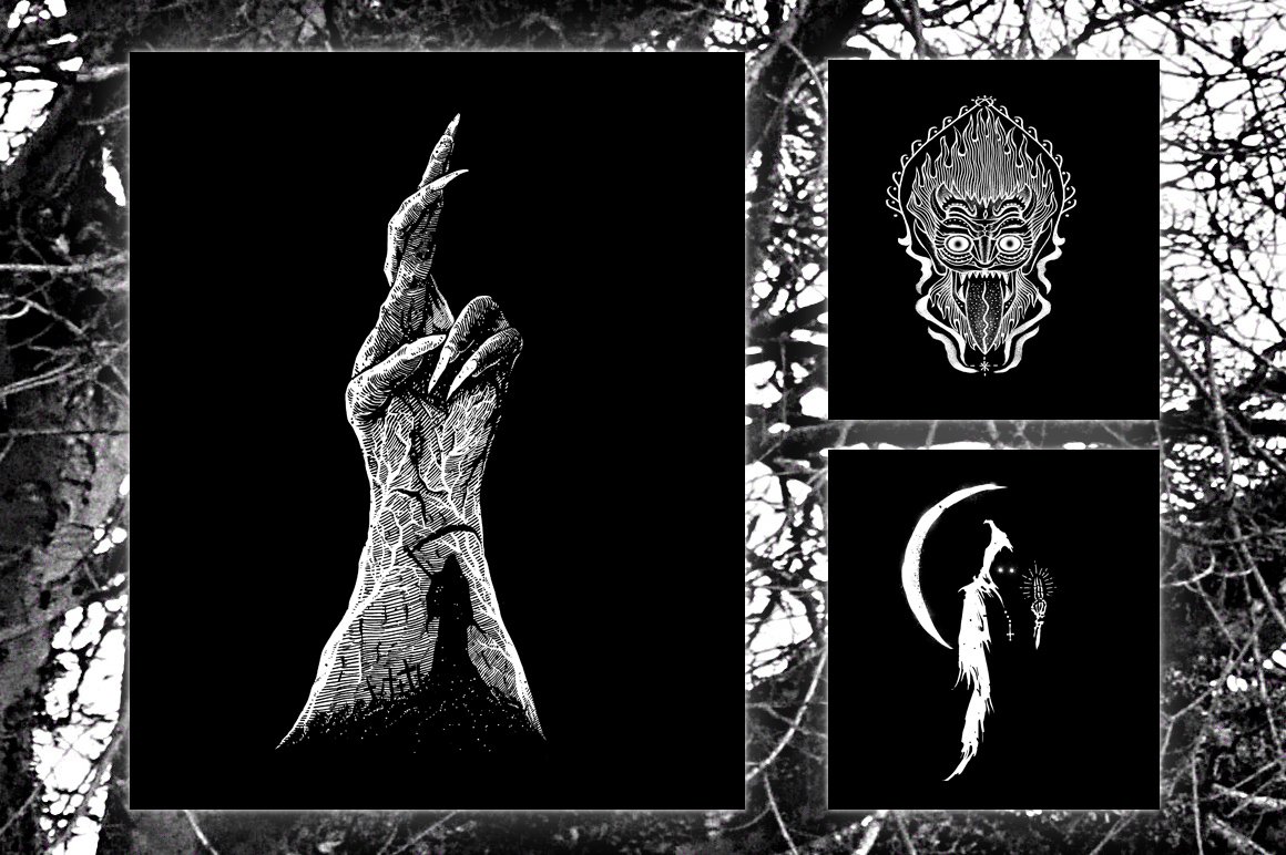 7 Mystery Designs (119145) | Illustrations | Design Bundles